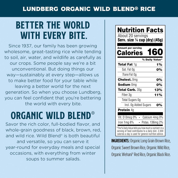 Lundberg Family Farms - Organic Wild Blend Rice, Pantry Staple, Whole ...