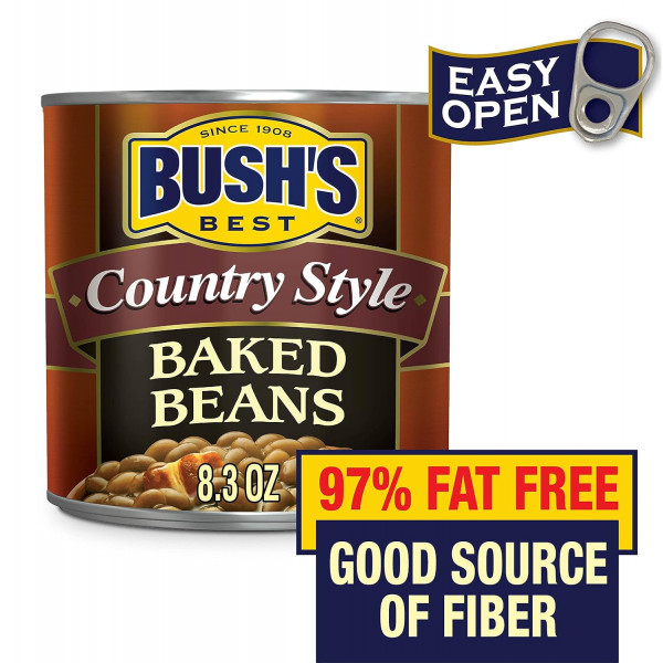 BUSH'S BEST Country Style Baked Beans, Low Fat, Gluten Free, 8.3 oz