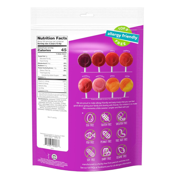 YumEarth Organic Fruit Flavored Vitamin C Pops Variety Pack, 40 ...